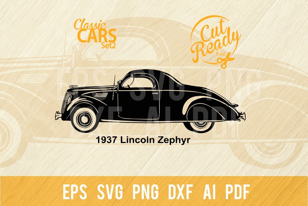 1937 Lincoln Zephyr SVG | Classic Cars Svg| Cut Ready Clip Art Graphics ...