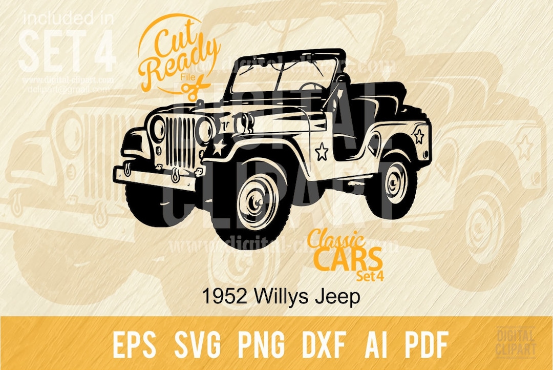 1952 Willys Jeep SVG Classic Car SVG Cut Ready Clip Art - Etsy
