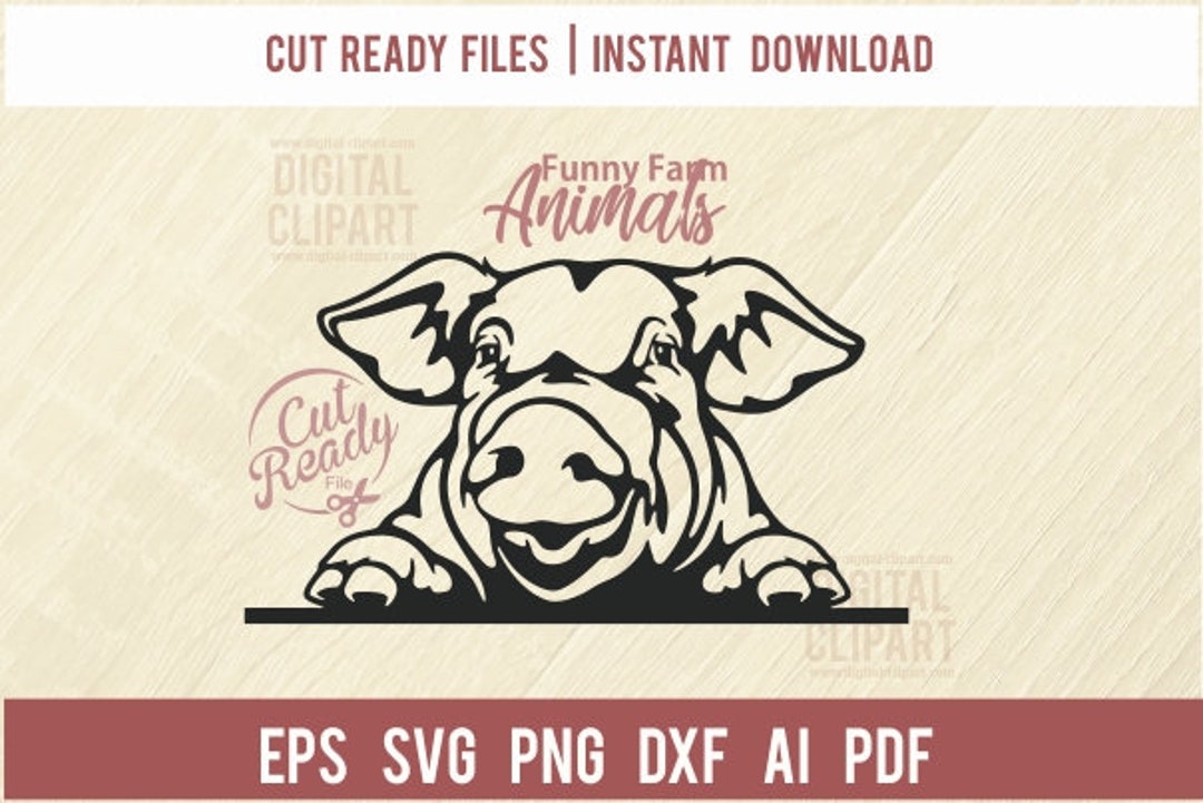 Peeking Pig SVG - Funny Peeking Animal SVG Cut Stencil, SVG for Cricut ...