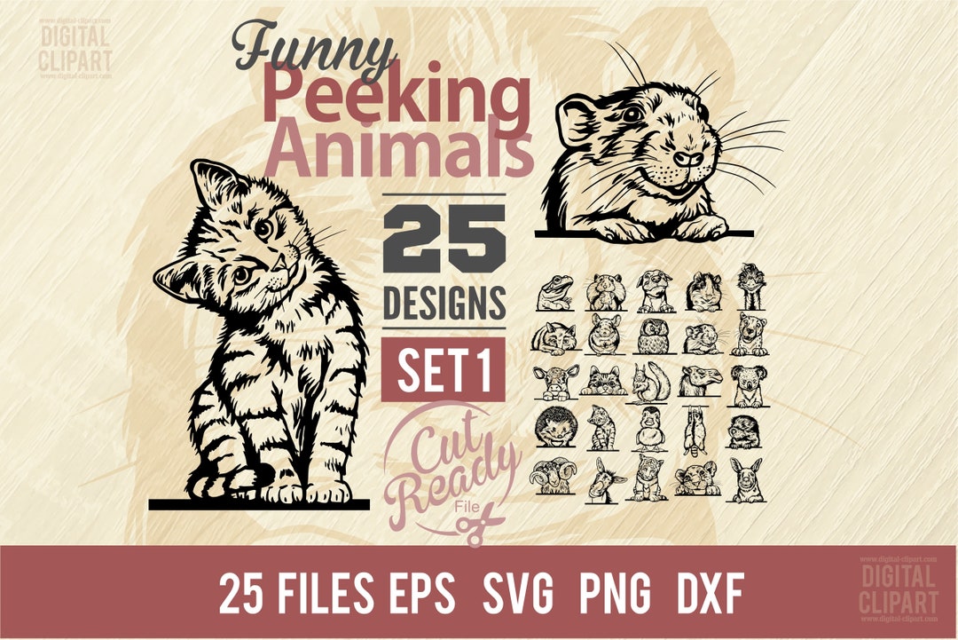 Funny Peeking Animals SVG - Funny Animals SVG Comic Animals Bundle 25 ...