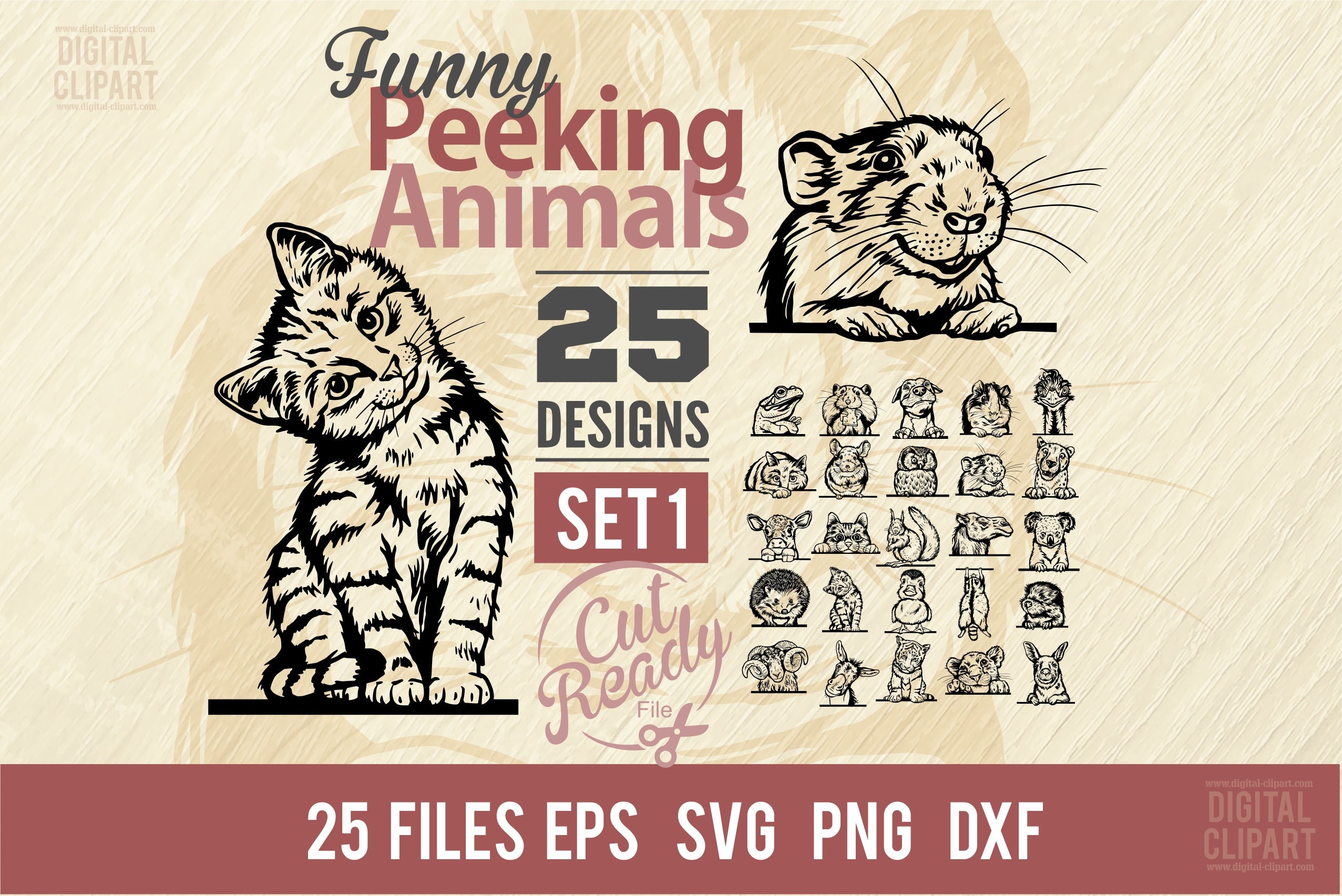 Funny Peeking Animals SVG - Funny Animals SVG Comic Animals Bundle 25 ...