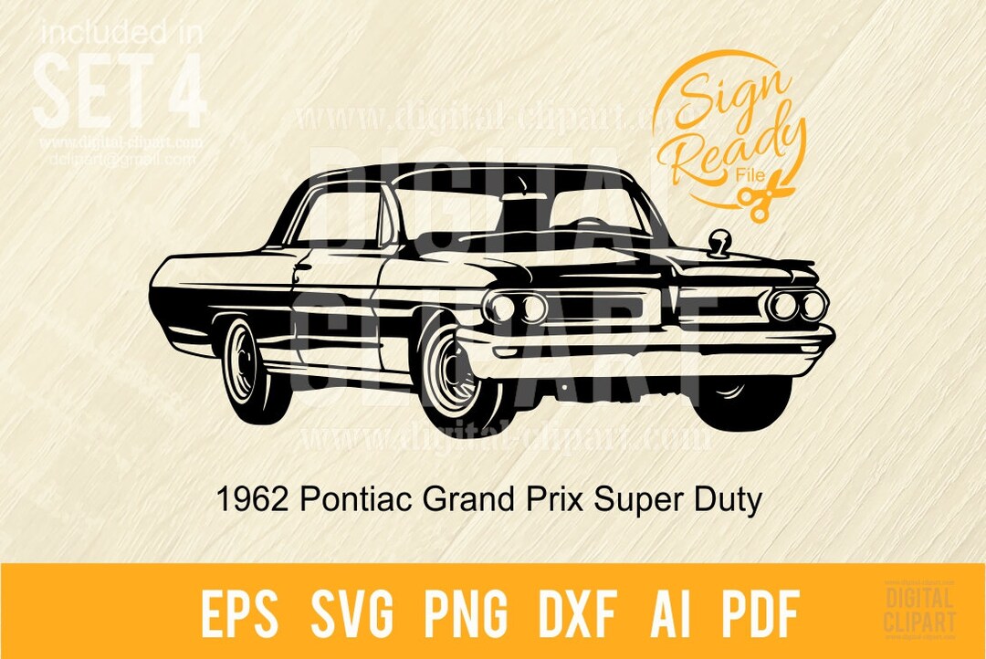 1962 Pontiac Grand Prix Super Duty SVG | Cut Ready Clip Art Graphics ...