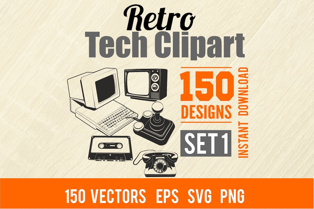 Retro Tech Clipart EPS/SVG/PNG - Etsy