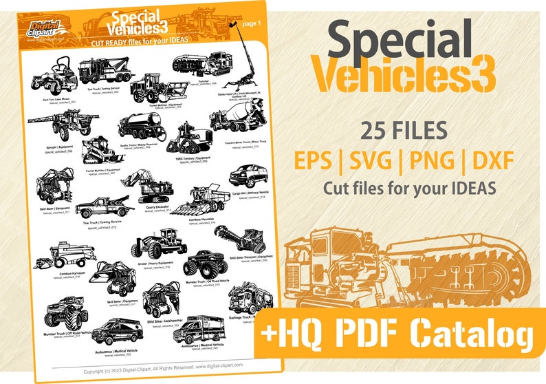 Special Vehicles Set3 - 25 Svg Bundle - Heavy Machinery, Equipment and ...