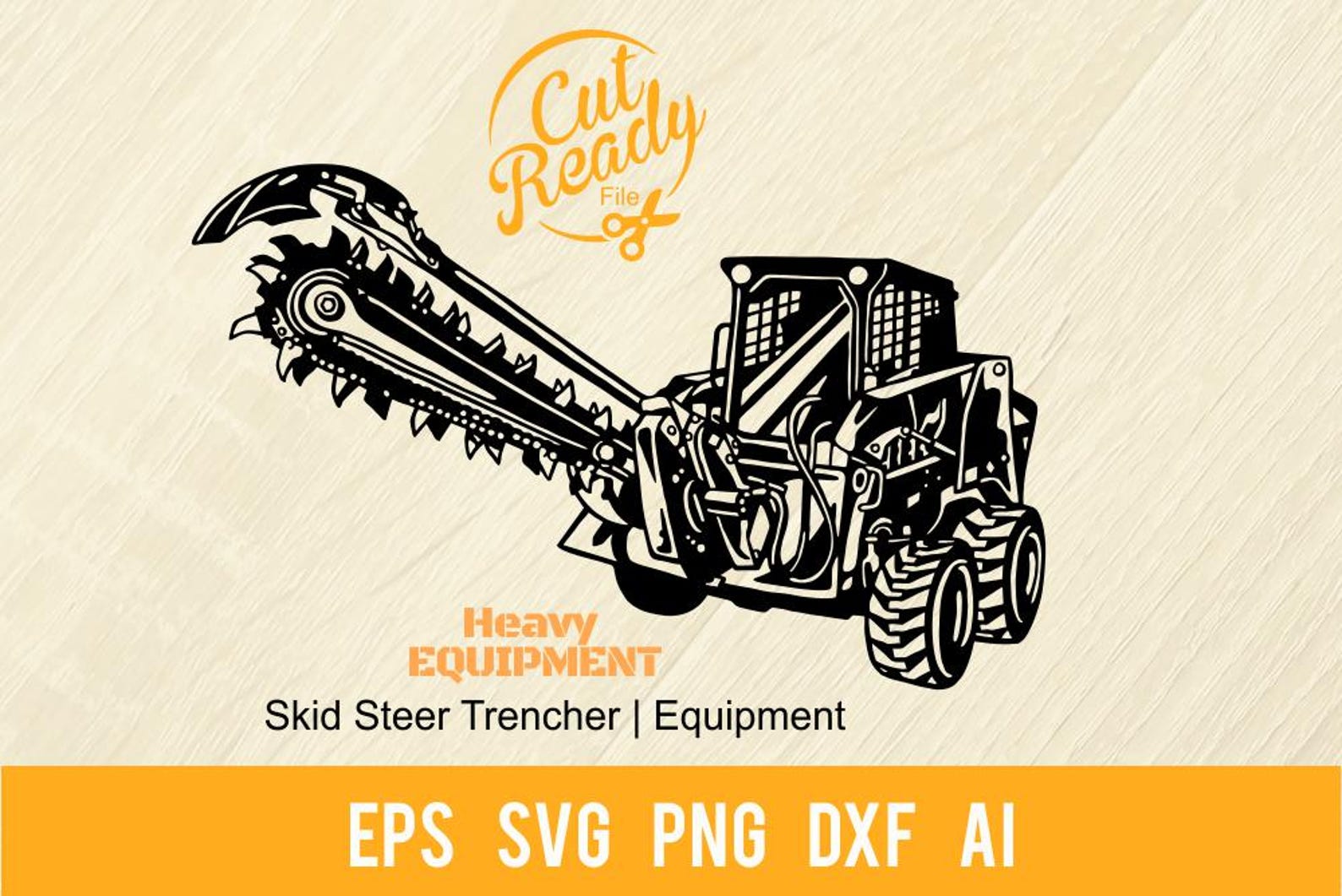 Skid Steer Trencher SVG Special Equipment - Vector Clipart | Cut Ready ...