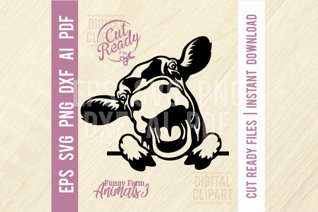 Peeking Calf SVG Comic Animal SVG Funny Animal Cut File, Wildlife ...