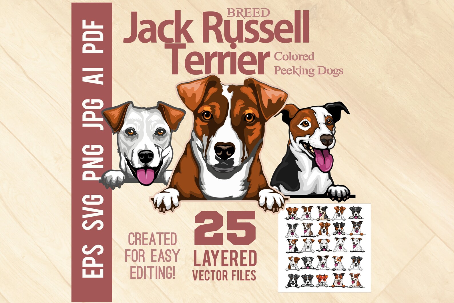 Jack Russell Terrier SVG Set - Peeking Jack Russell SVG Pack - Bundle ...