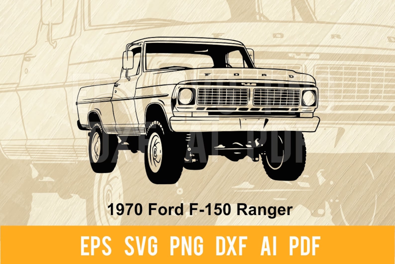 1970 Ford F-150 Ranger SVG | Classic Cars SVG | Cut Ready Clip Art ...