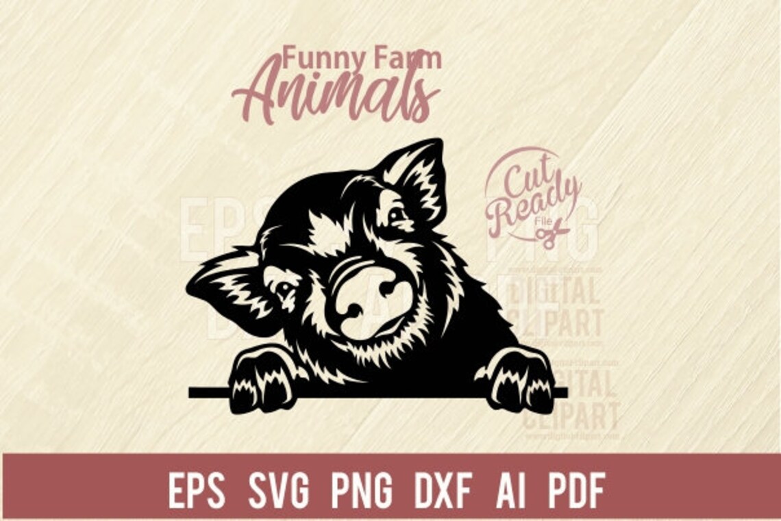 Peeking Pig SVG - Funny Peeking Animal SVG Cut Stencil, SVG for Cricut ...