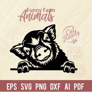 Peeking Pig SVG - Funny Peeking Animal SVG Cut Stencil, SVG for Cricut ...