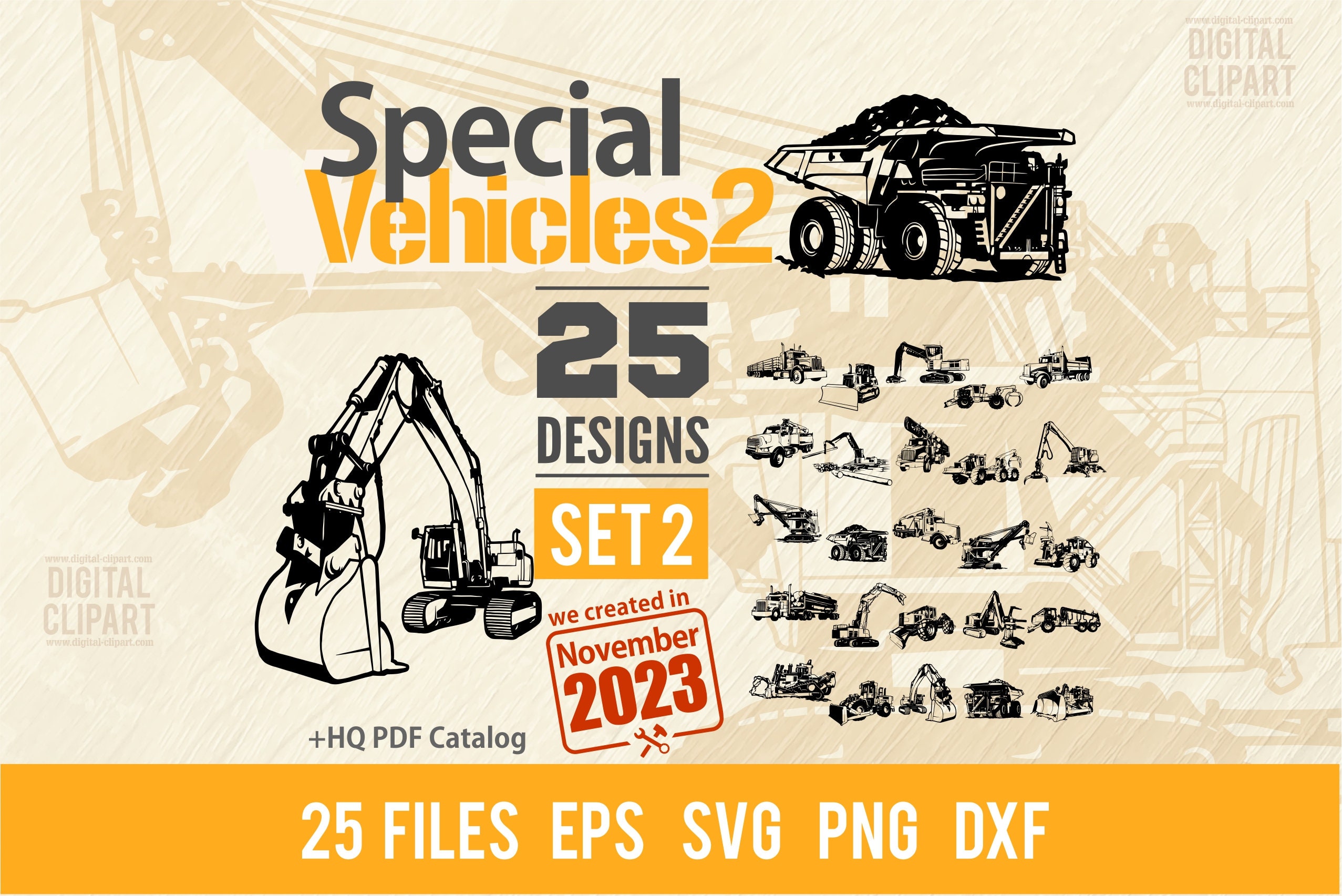 Special Vehicles Set SVG - Special Equipment Bundle, Construction ...