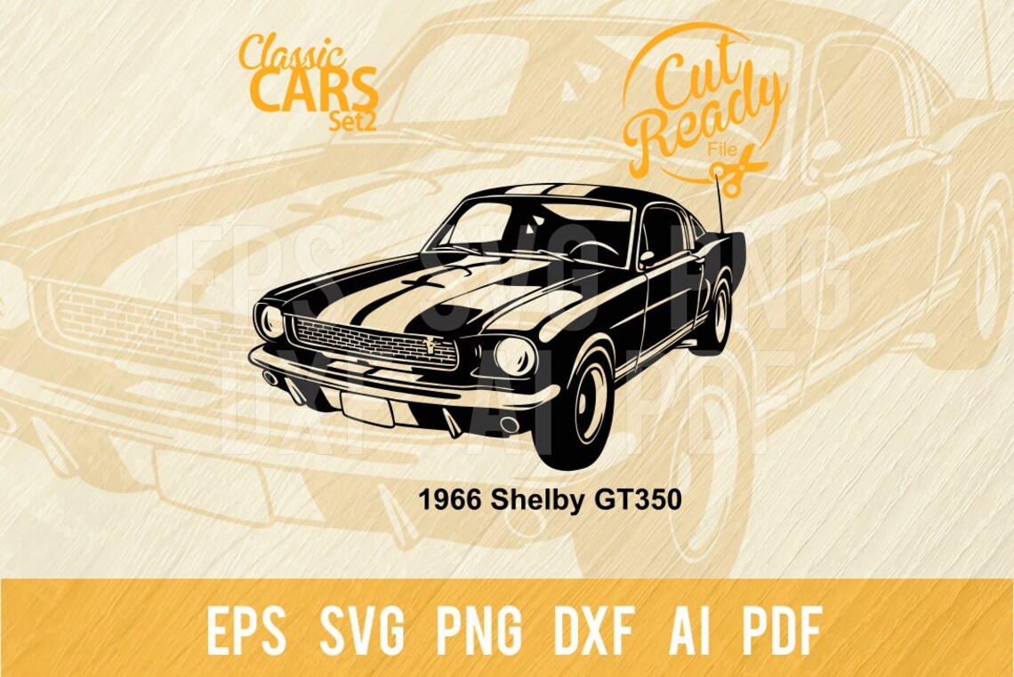 1966 Shelby GT350 SVG Classic Cars Svg Muscle Cars Cut Ready Clip Art ...