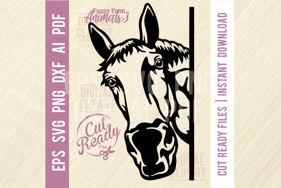 Peeking Horse SVG - Funny Peeking Animal SVG Cut Stencil, SVG for ...