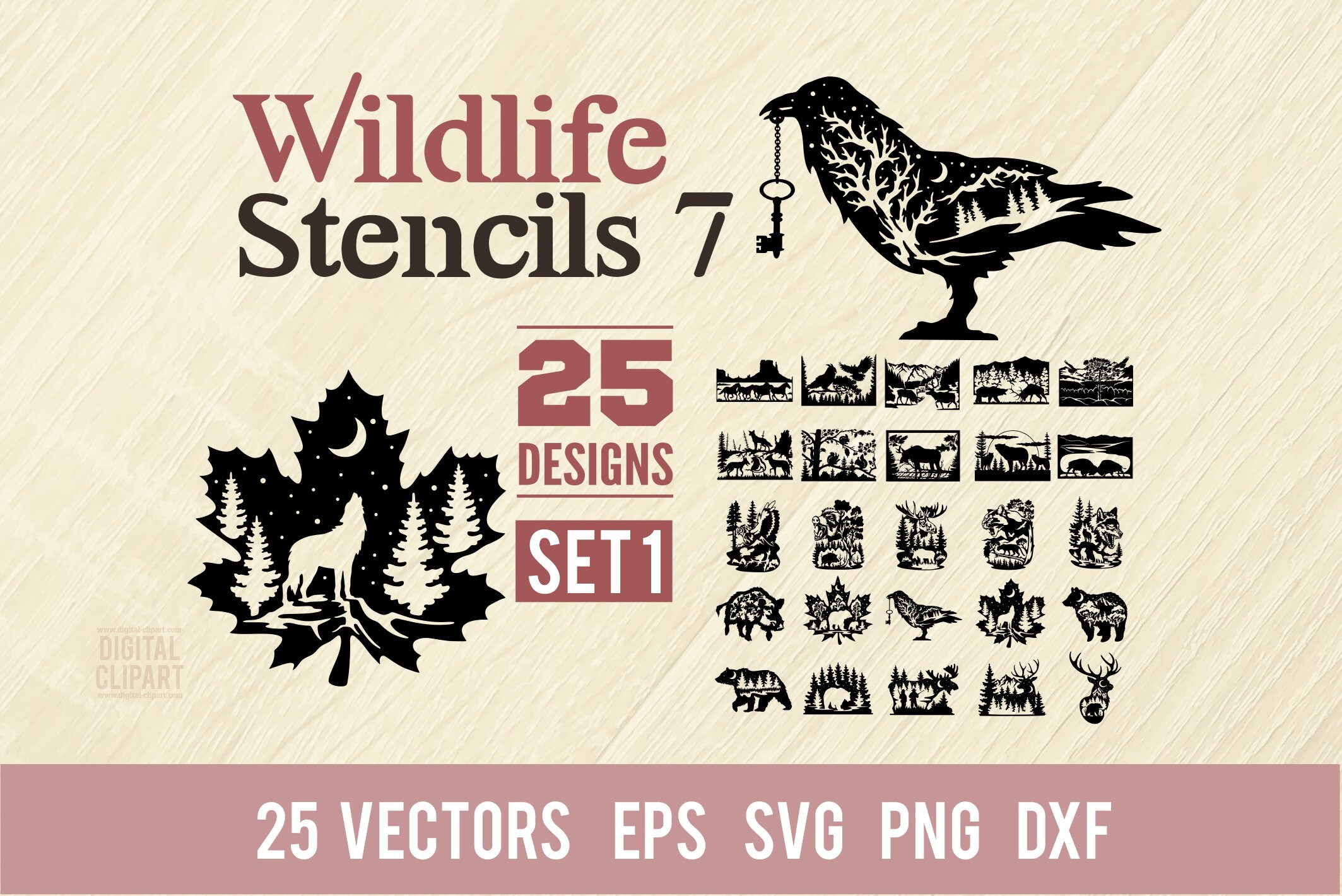 Wildlife Stencils SVG, BUNDLE 25 Designs Svg for Plasma, Laser Cutting ...