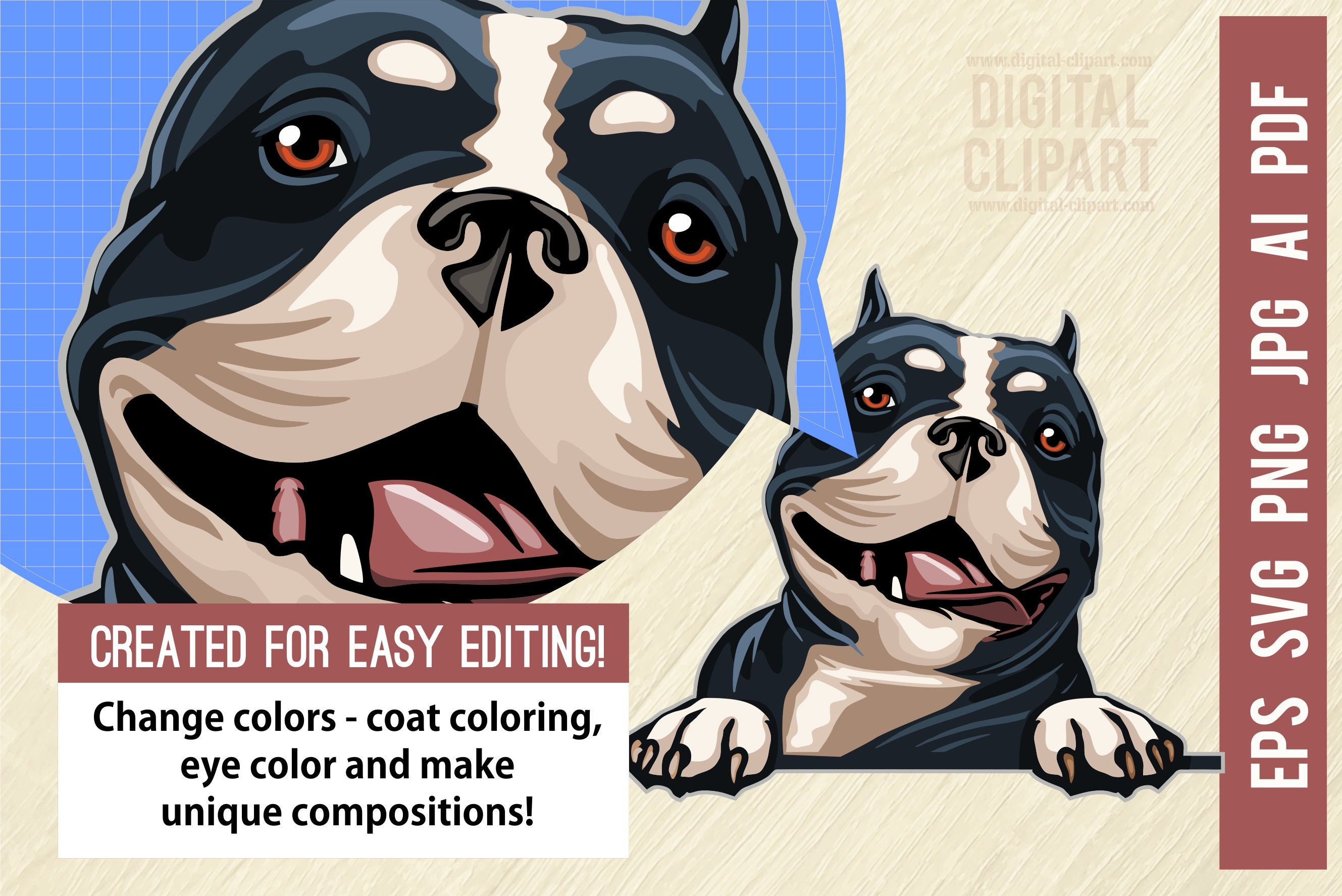 American Bully SVG Set Peeking Pitbull SVG Pack Bundle 35 American ...