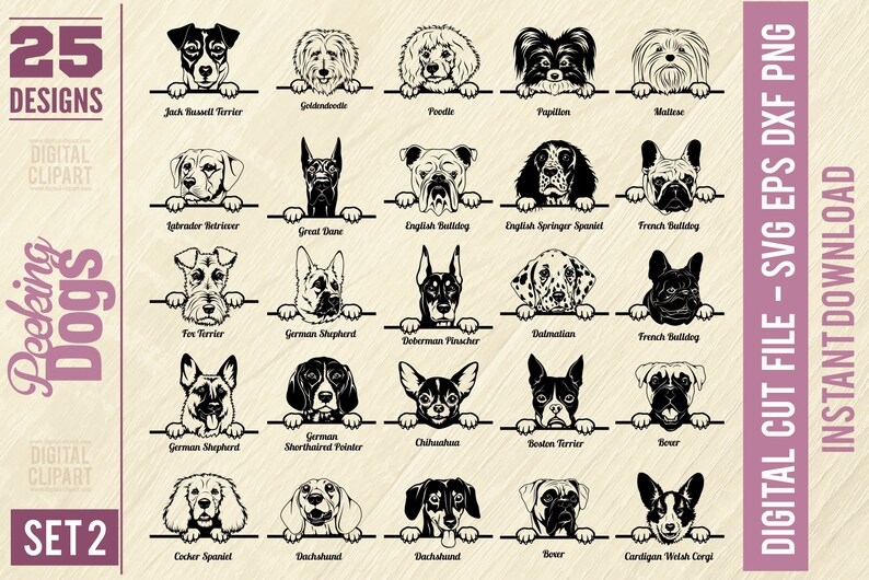 Peeking Dogs Set 2 Svg, BUNDLE 25, Cut Vector SVG 25 Designs Clipart ...