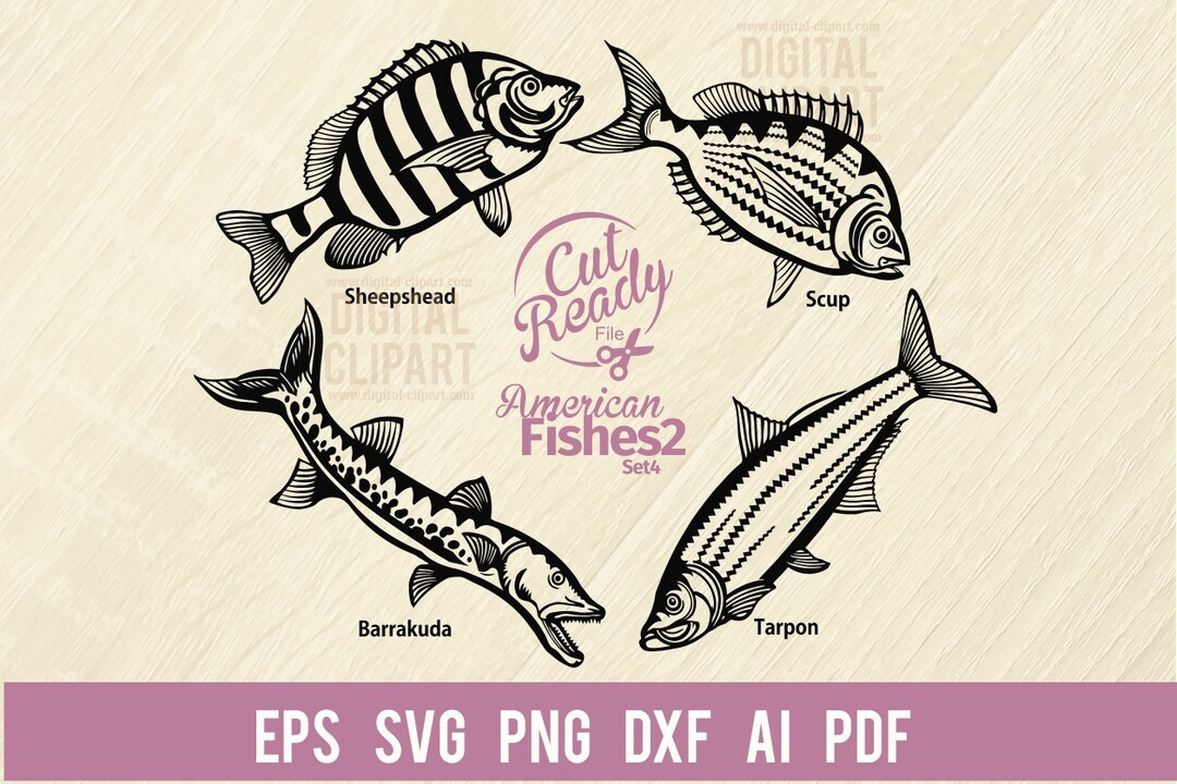 American Fish Set SVG Fishing Set Svg Fishing Cut Files Cricut File Eps ...