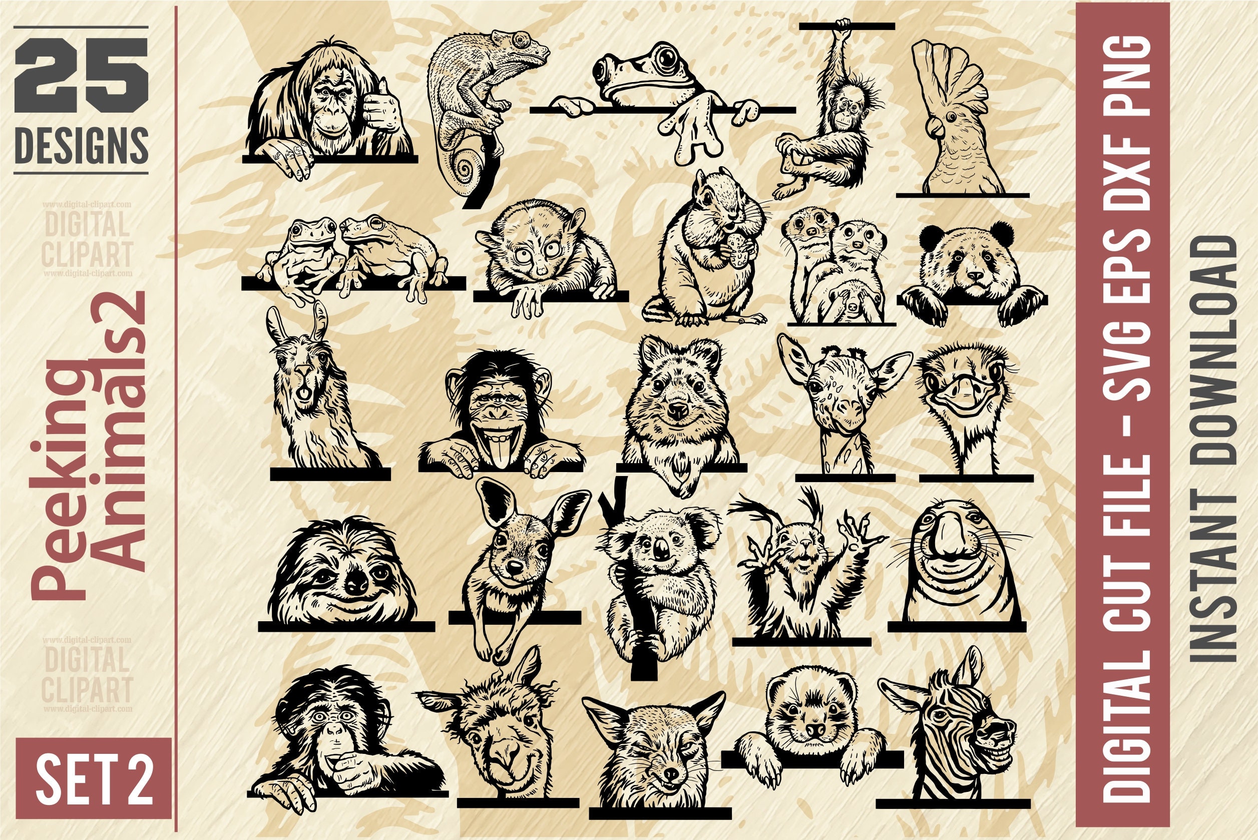 Peeking Animals SVG - Funny Animals SVG Comic Animals Bundle 25 Cut ...