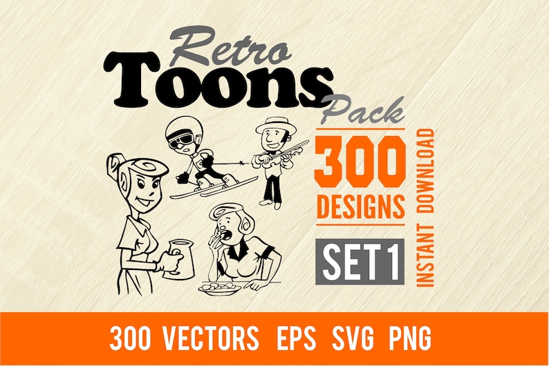 Retro Toons Vector Collection 300 Images EPS / SVG / PNG - Etsy