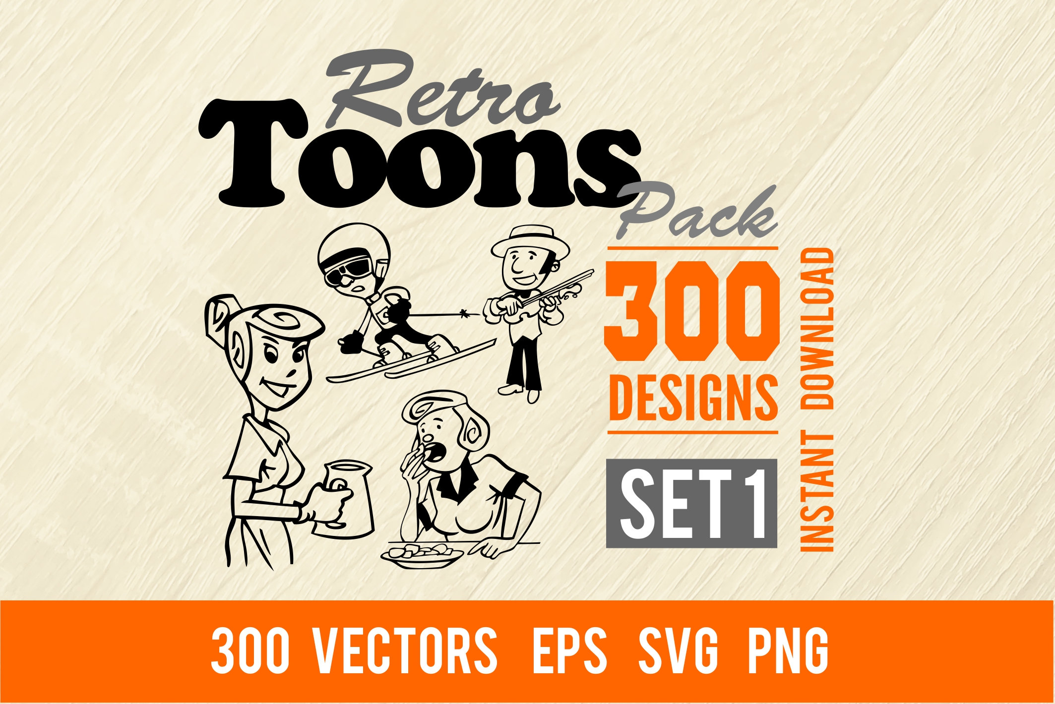 Retro Toons Vector Collection - 300 Images EPS / SVG / PNG - Etsy
