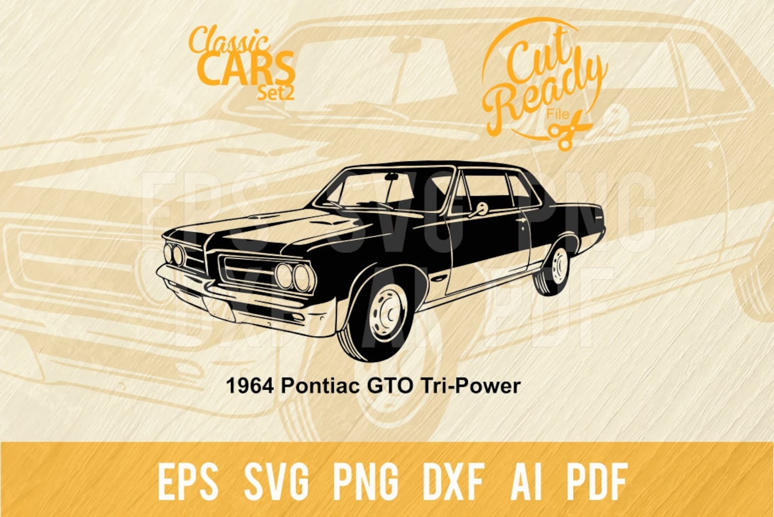 1964 Pontiac GTO Tri-power SVG | Classic Cars Svg Muscle Cars Cut Ready ...