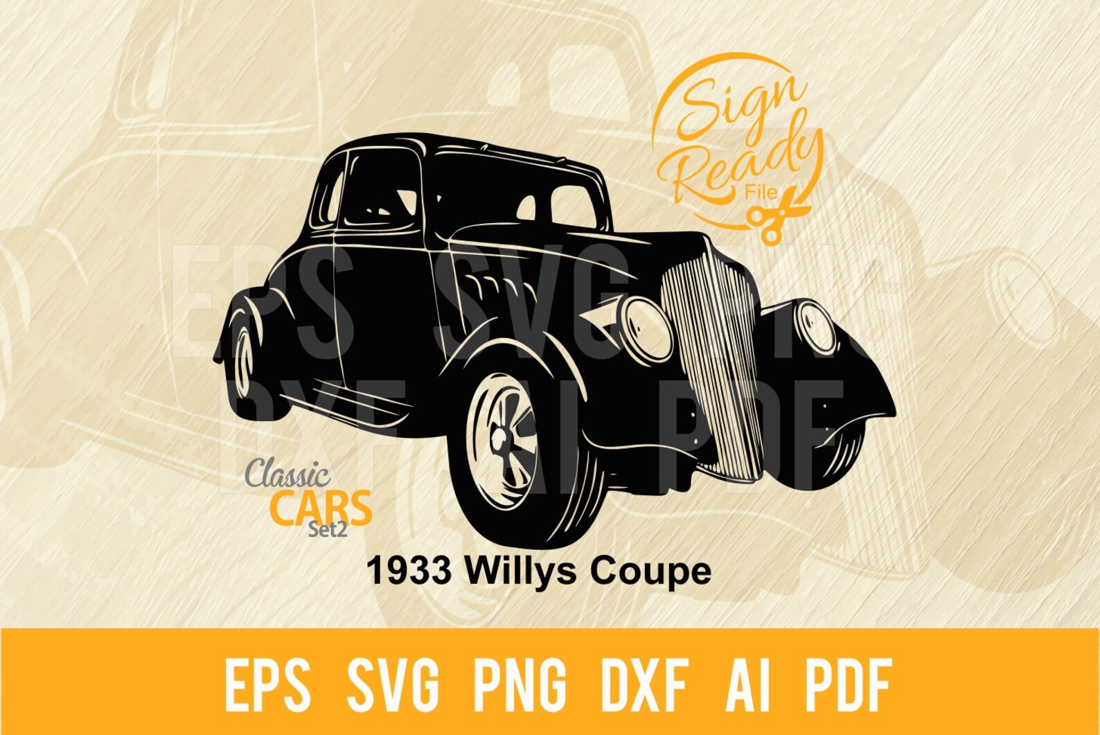 1933 Willys Coupe SVG | Classic Cars Svg| Cut Ready Clip Art Graphics ...