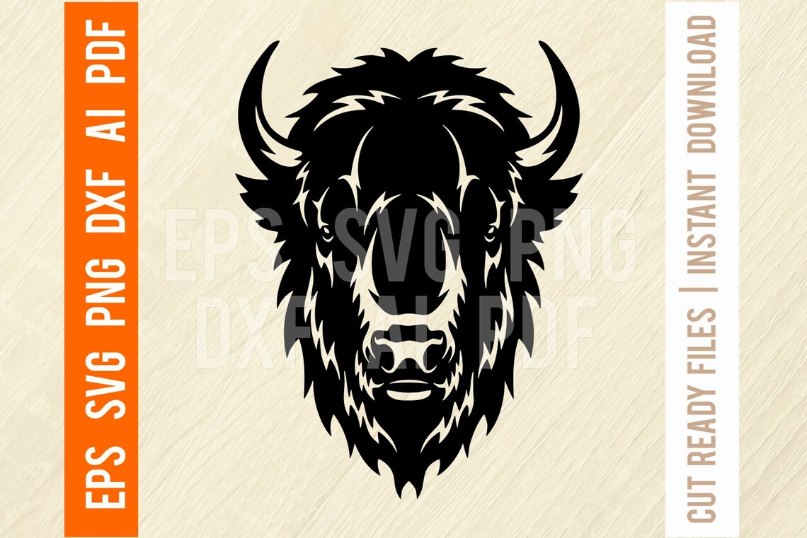 Bison - Head Animals, Wildlife Stencils - SVG, Head Silhouettes Dxf ...