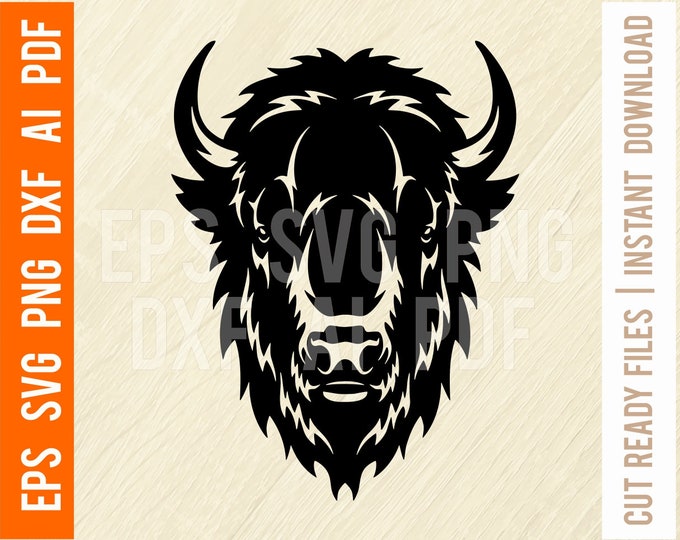 Bison Head Animals Wildlife Stencils SVG Head - Etsy