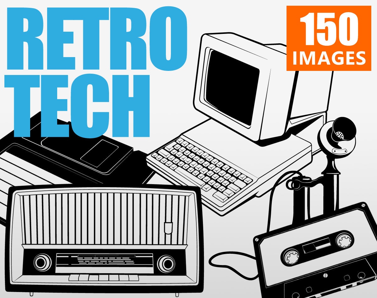 Retro Tech Clipart EPS/SVG/PNG - Etsy