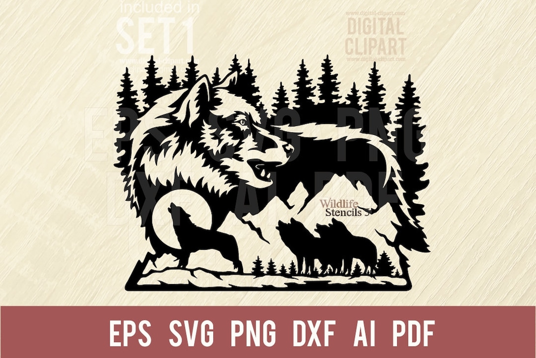 Wolf SVG, Wolf Pack Svg, Wolf Howl Svg, Wolf Hunting Svg, Mountain ...