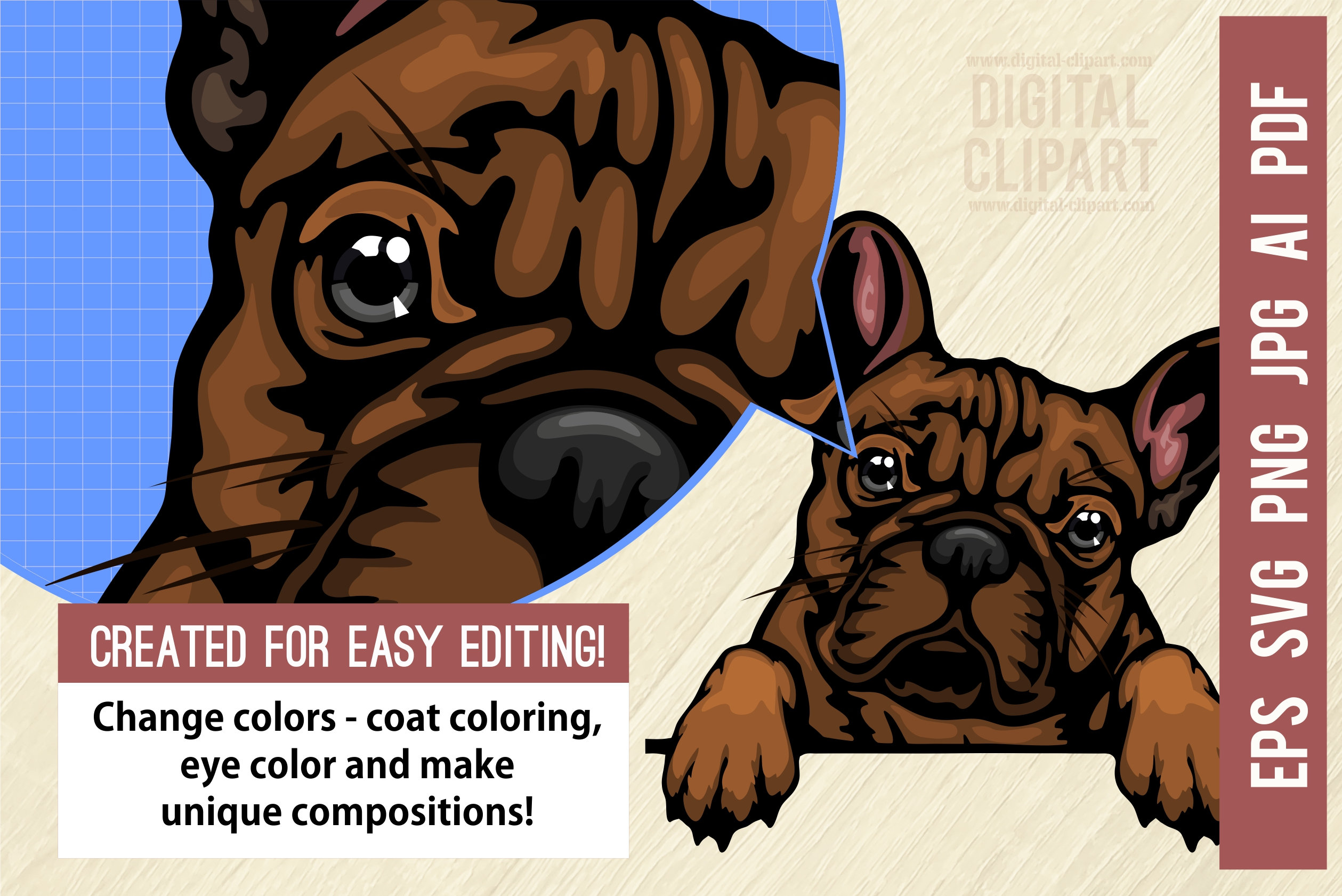 French Bulldog SVG Set - Peeking Frenchie SVG Pack - Bundle 25 French ...