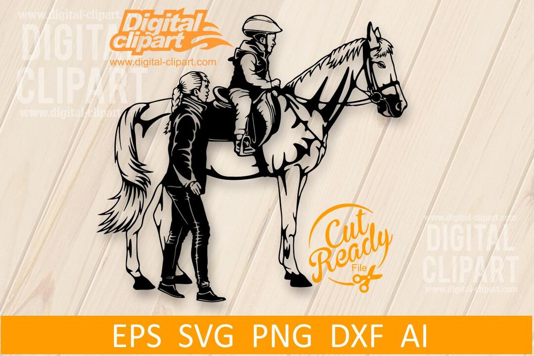 Horse and Child SVG - Horse Riding Svg, Cut Files | Equestrian Stencil ...