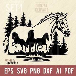 Horse SVG, Herd of Horses Svg, Stallion Svg, Mare Svg Cut SVG, Clipart ...