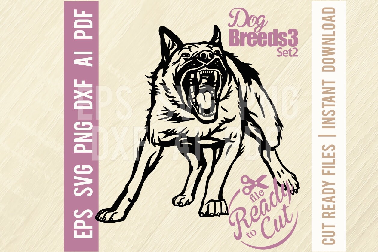 Aggressive German Shepherd Svg, Dog Breed, Funny Dog Pet Vector Dog ...