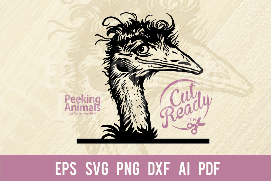 Peeking Emu SVG Comic Animal SVG Funny Animal Cut File, Wildlife ...