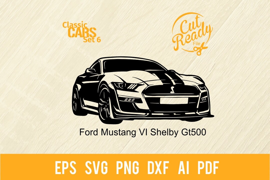 Ford Mustang Shelby GT500 SVG: Classic Muscle Car Cut Files (digital ...