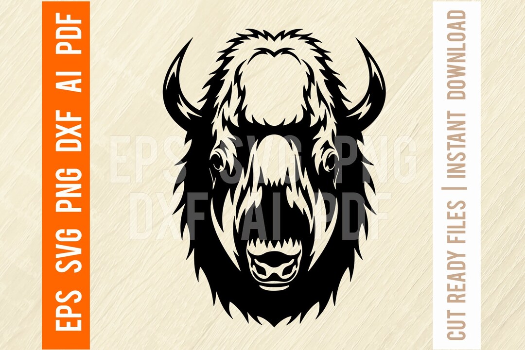 Bison Head Animals, Wildlife Stencils SVG, Head Silhouettes Dxf, SVG ...