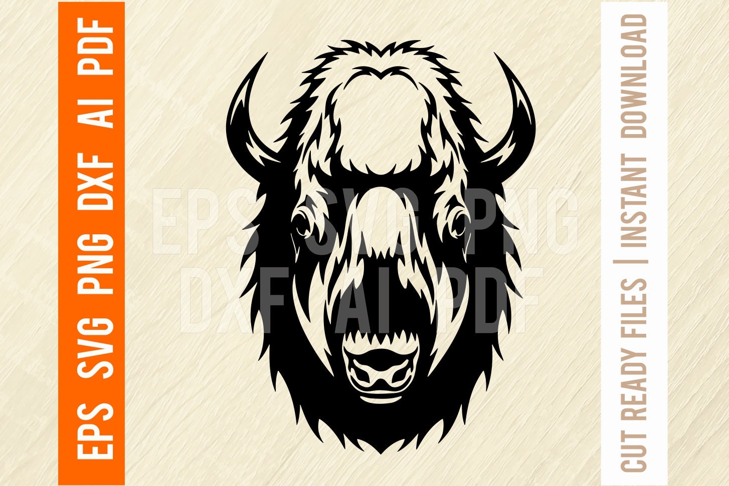 Head Silhouettes dxf png Cut file Bison SVG Wildlife Stencils iron on ...