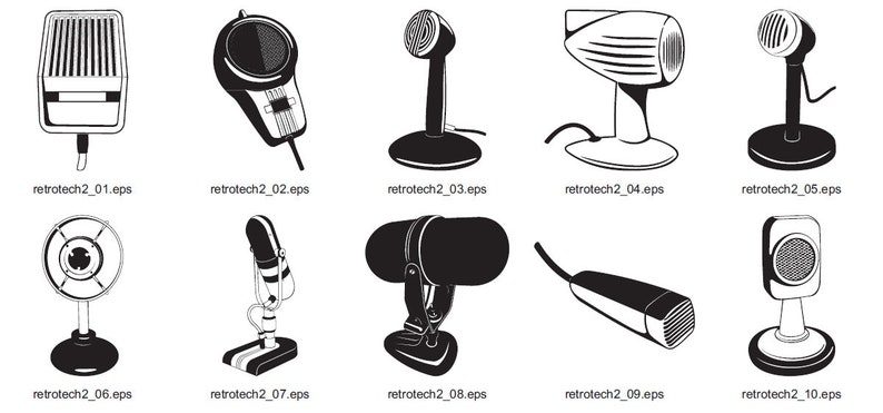 Retro Tech Clipart EPS/SVG/PNG - Etsy