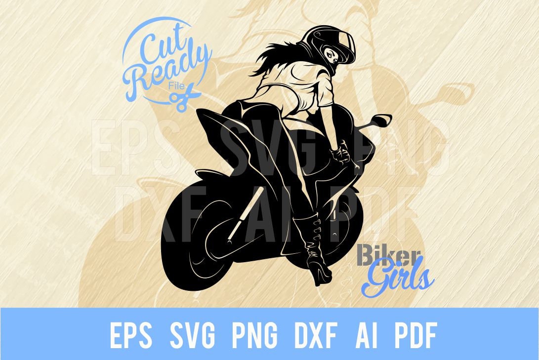 Biker Girl SVG, Motorcycle Woman SVG, Woman Biker Svg, Woman Motorcycle ...