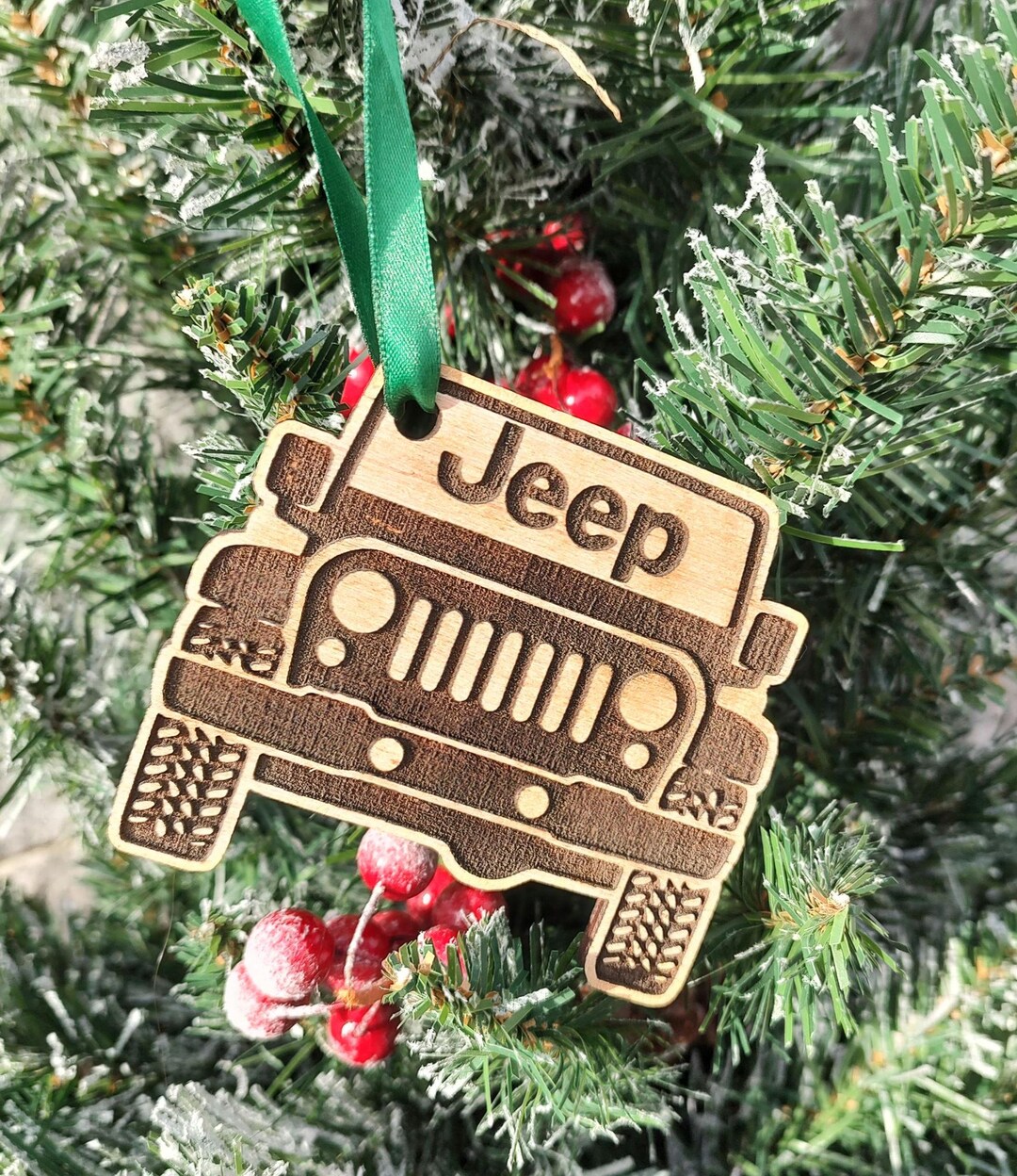 Custom Engraved Wood off Road Jeep Wrangler Inspired Ornament, Holiday ...