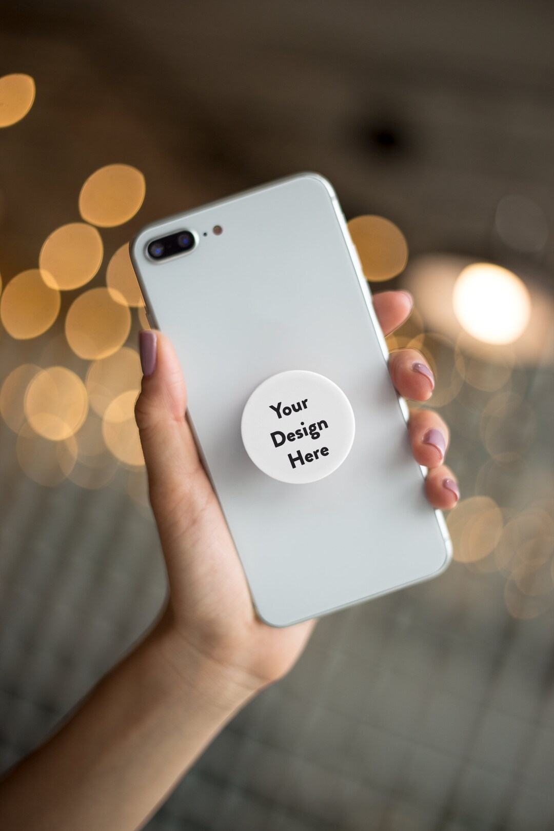 Phone Grip | Pop Socket | Popsocket | Mock up | Mockup | Hand Holding Phone With Twinking Lights ...