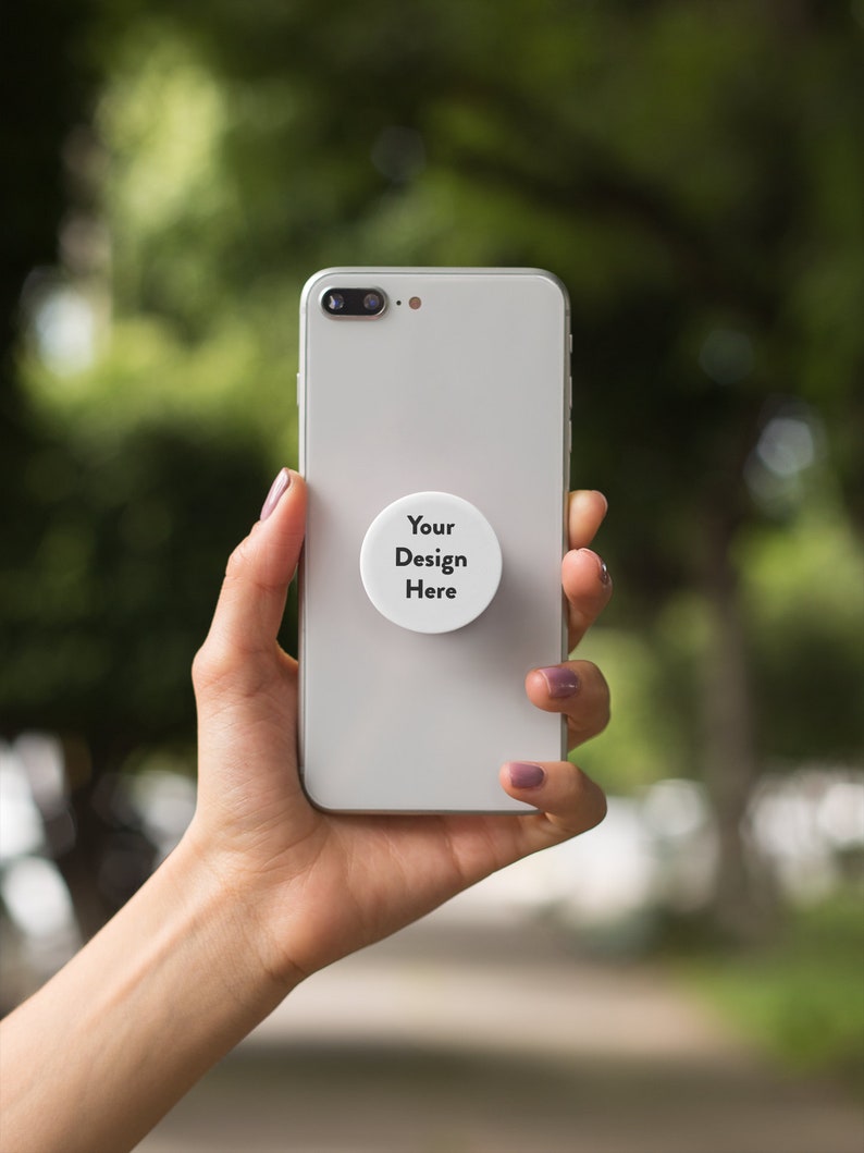Phone Grip Pop Socket Popsocket Mock up Mockup Hand Holding Phone With Trees in the Background ...