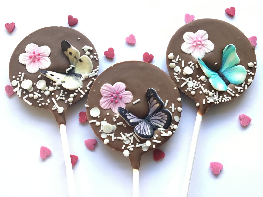 Butterfly Belgian Milk Chocolate Lollies - Etsy UK