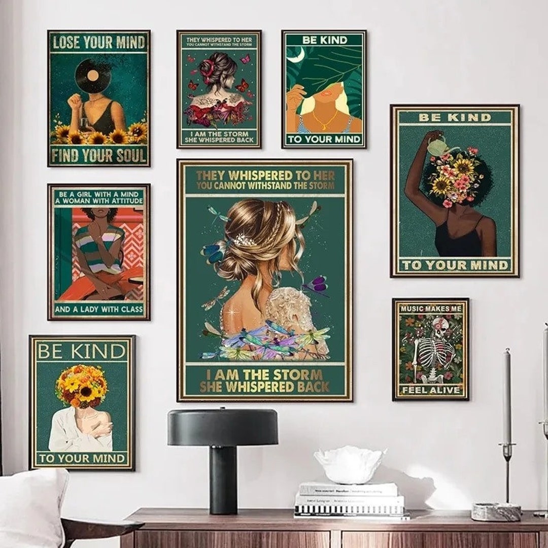 Abstract Mental Be Kind to Your Mind Vintage Canvas Posters and Prints ...