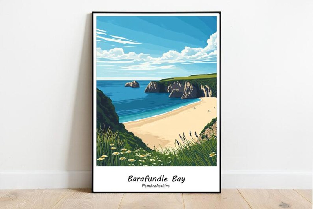 Barafundle Bay Beach Wall Poster, Barafundle Bay Beach Wall Art Print ...