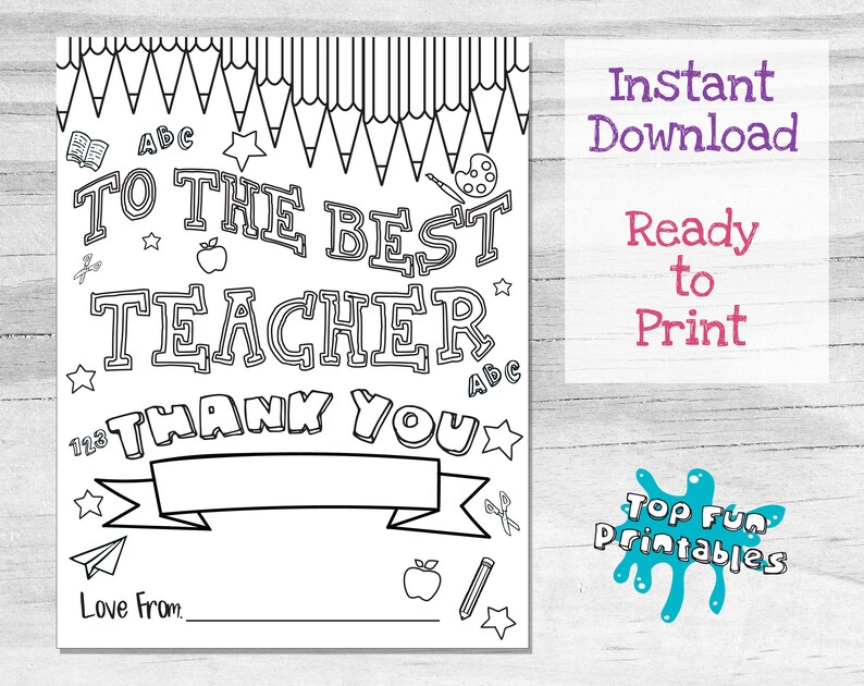 Instant Download Ready to Print Teacher Appreciation - to the Best ...