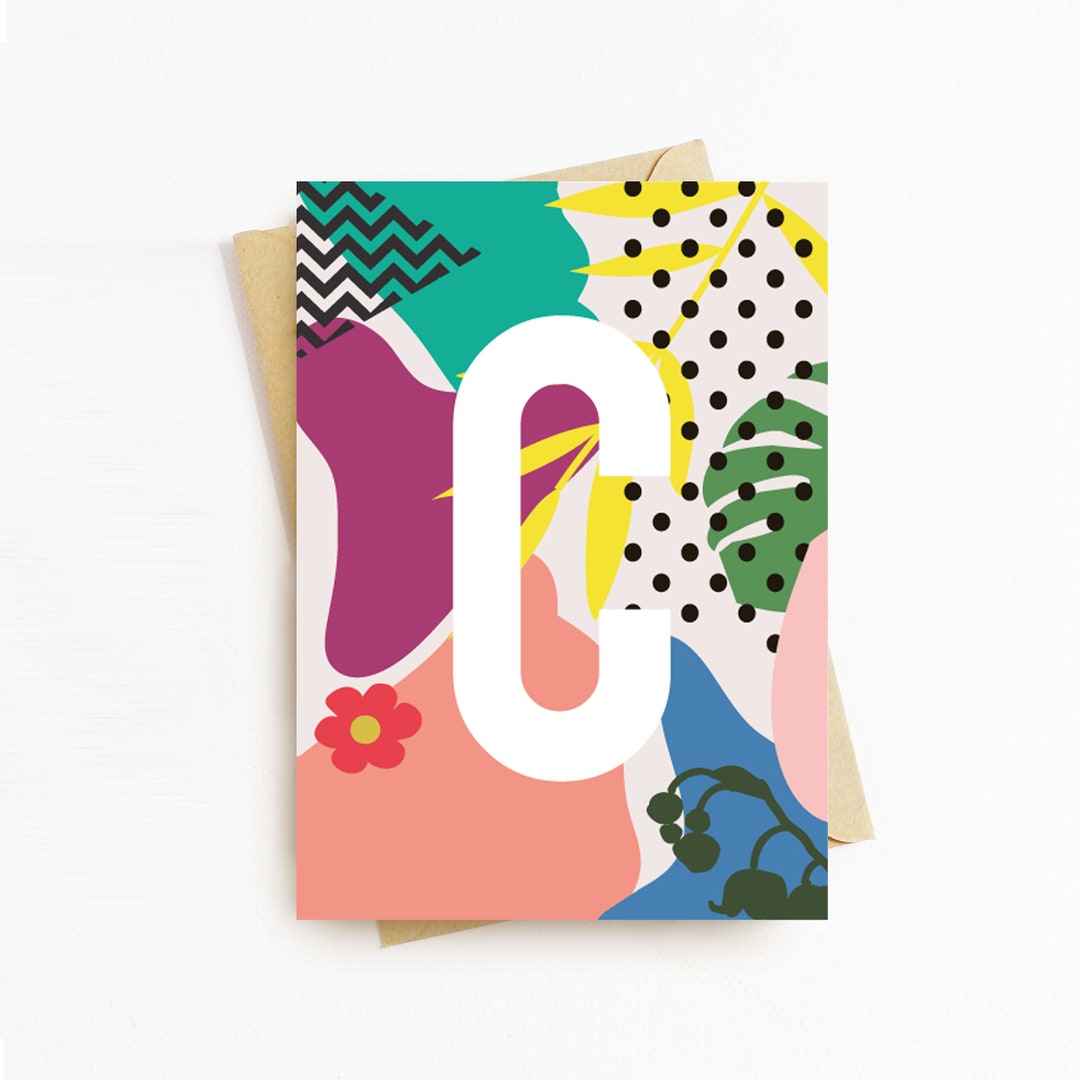 Letter C Monogram Greeting Card Greeting Card Initial - Etsy