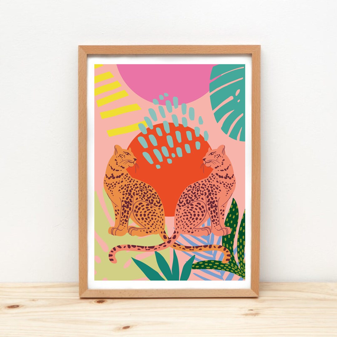 Two Leopards, Leopard Art Print | A5/A4/A3/A2/A1, Home/living/kitchen ...