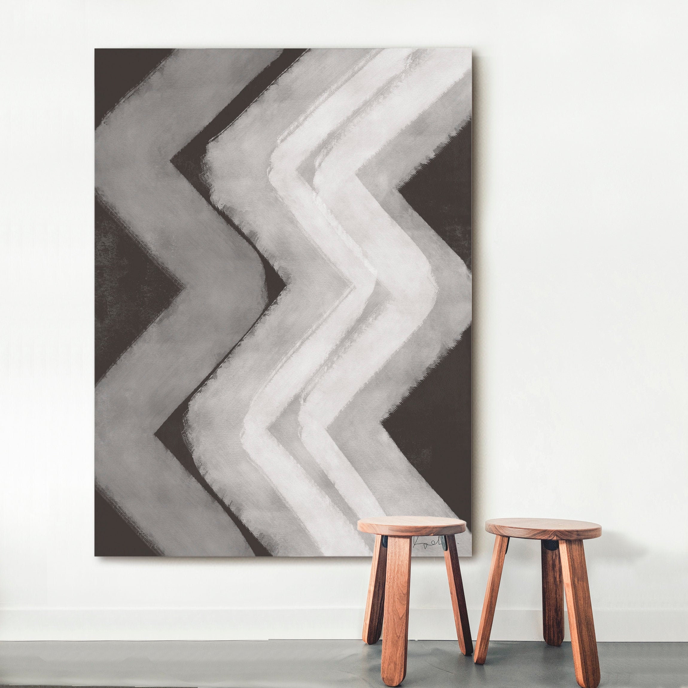 Impresión de arte blanco negro, arte gris imprimible, arte abstracto de ...